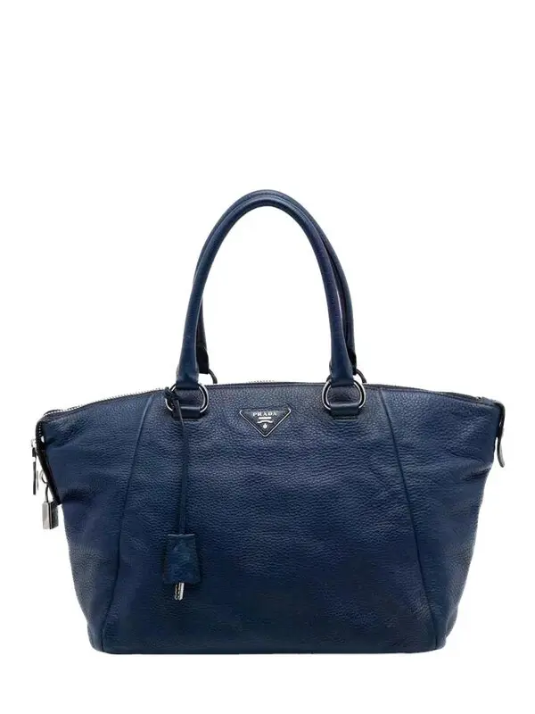 Prada Vitello Daino Double Handle Satchel - Blue