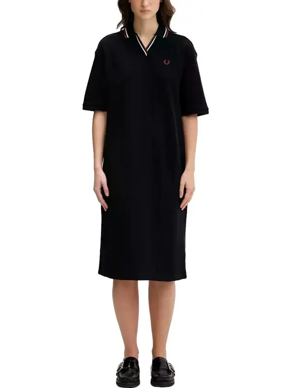 Fred Perry Embroidered Polo Midi Dress - Black