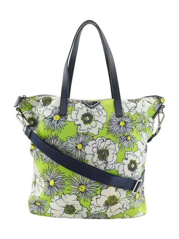 Prada Tessuto Stampato Satchel - Green
