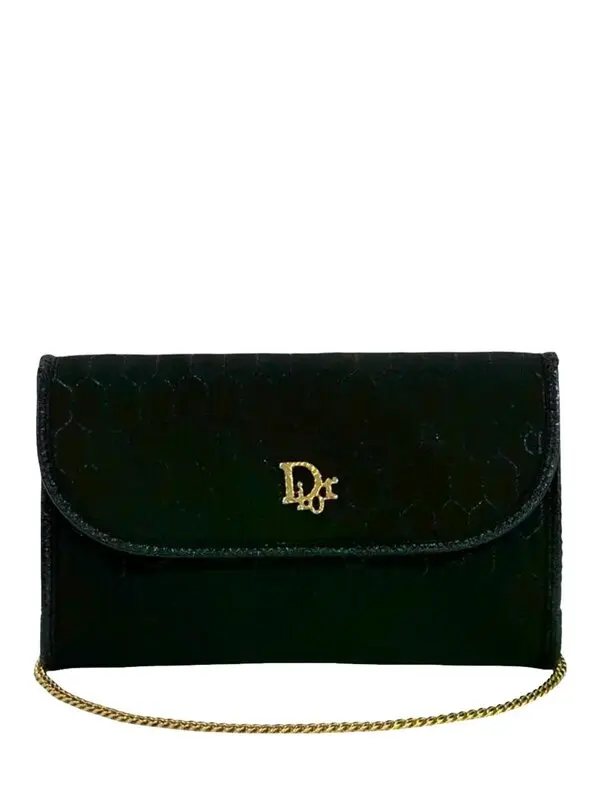 Dior Honeycomb Canvas Chain Flap Crossbody Bag - Black