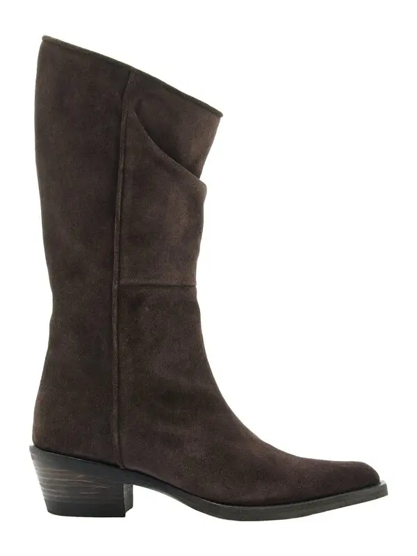 Khaite Clive Suede Knee Boots - Brown