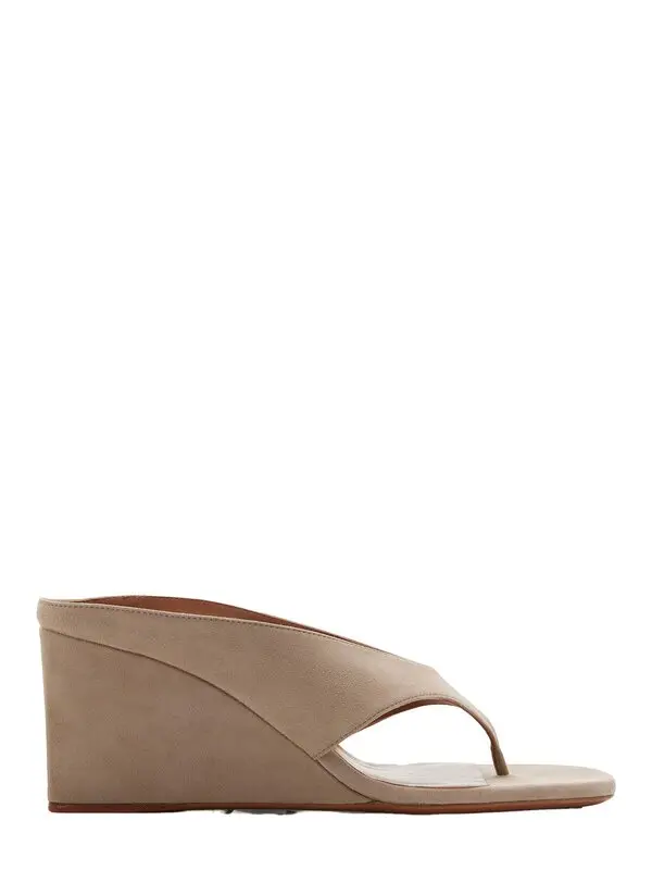 Alaïa Cube Suede Wedge Thong Sandals - Grey