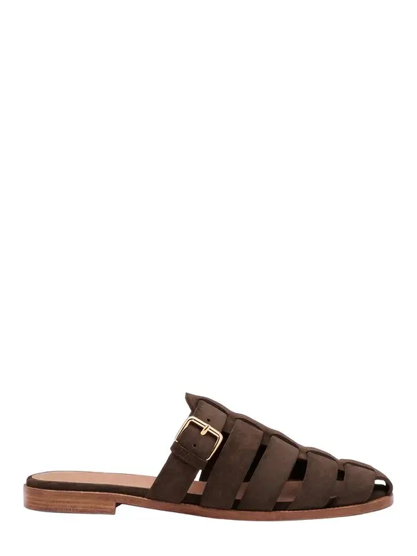 MALONE SOULIERS Suede Theresa Mules With Buckle Detail - Brown