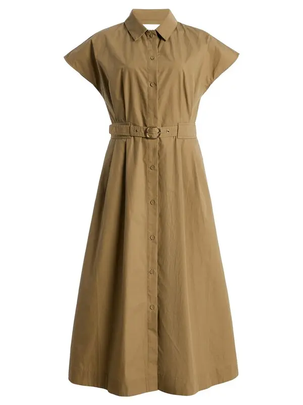 Cara Cara Sawyer Belted Cotton Midi Dress - Khaki