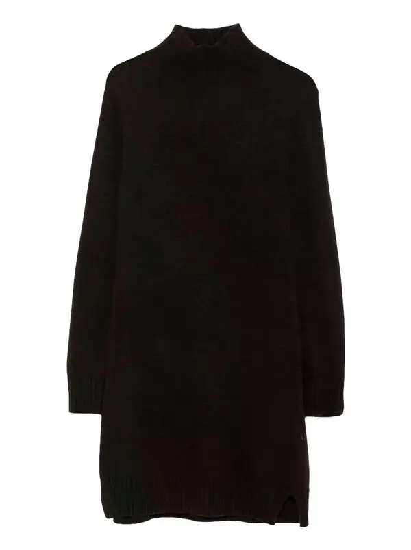 SERGIO MORETTI FIRENZE High-neck Knitted Mini Dress - Brown