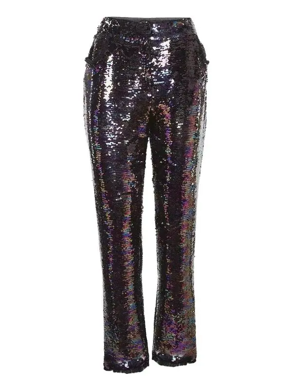 Balmain Sequin-embellished Straight-leg Trousers - Black