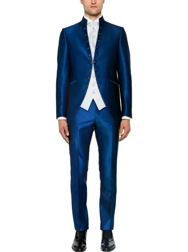 CARLO PIGNATELLI Mandarin-collar Suit - Blue