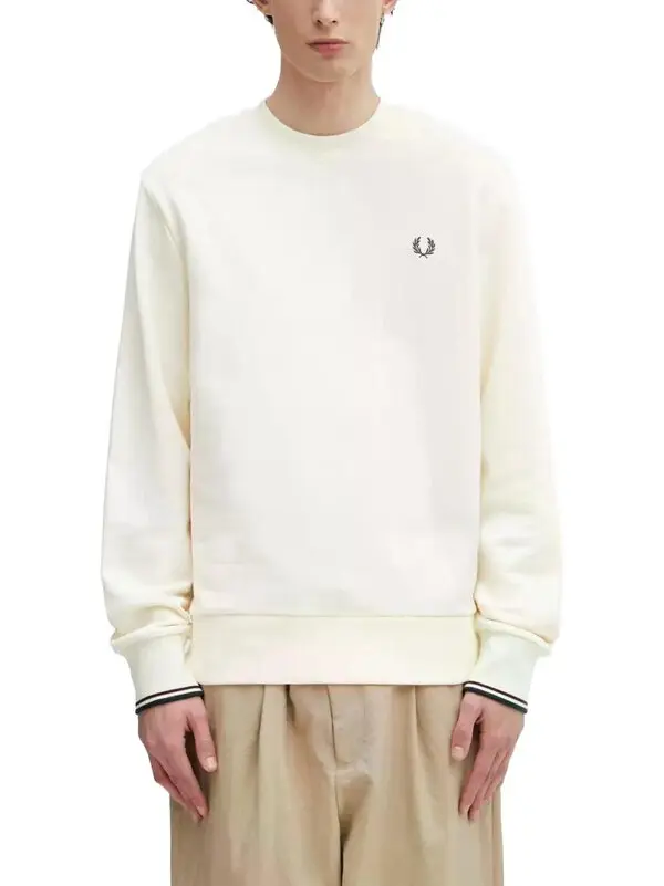 Fred Perry Logo-embroidered Tipped Cuff Sweater - Neutrals