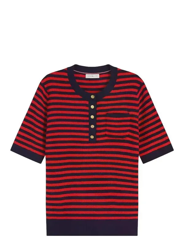 Tommy Hilfiger Striped Knit Sweater - Red