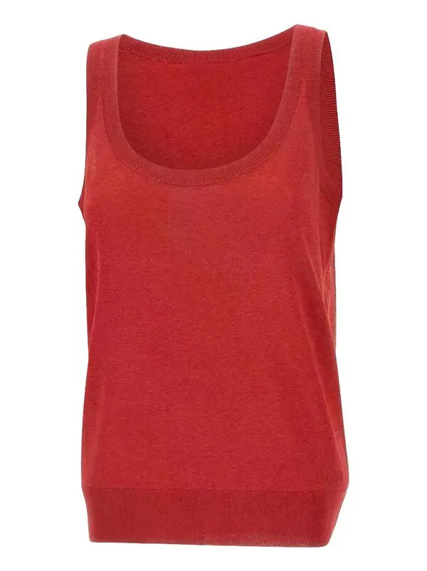 KAOS Ribbed-trim Knitted Top - Red