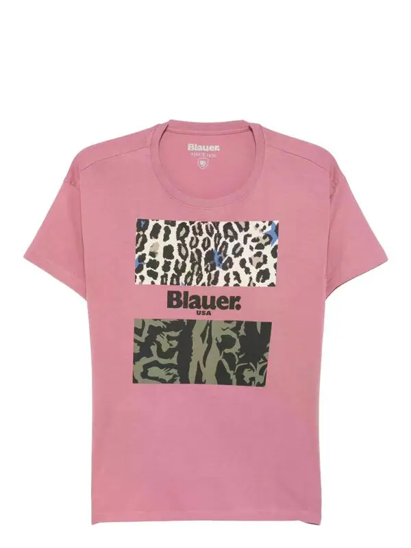 BLAUER. Logo Print Leopard Camouflage T-shirt - Pink