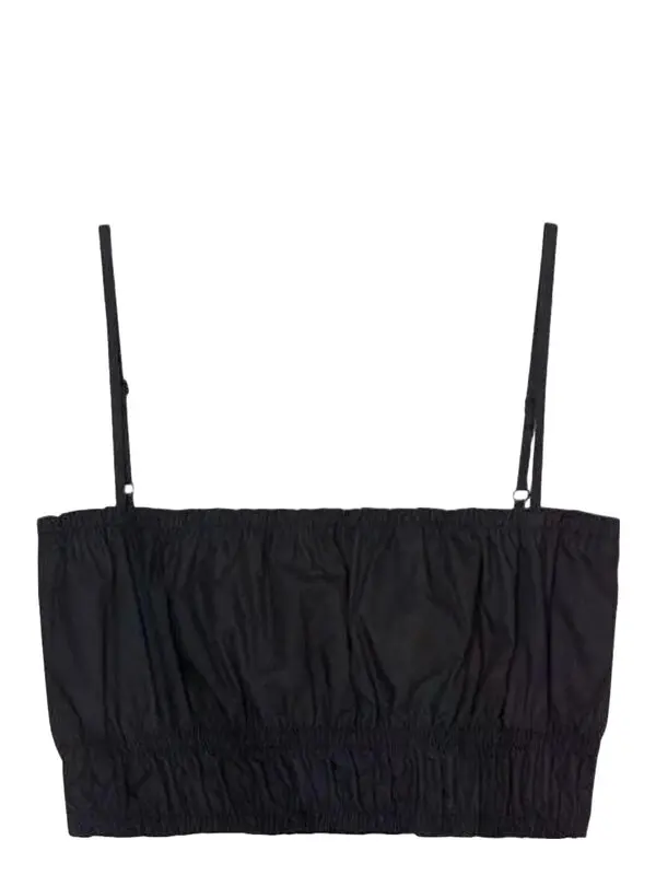 Closed Gathered Detail Crop Top - Black