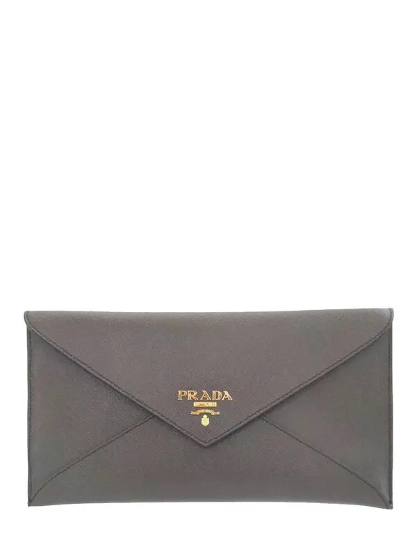 Prada Saffiano Envelope Clutch Bag - Grey