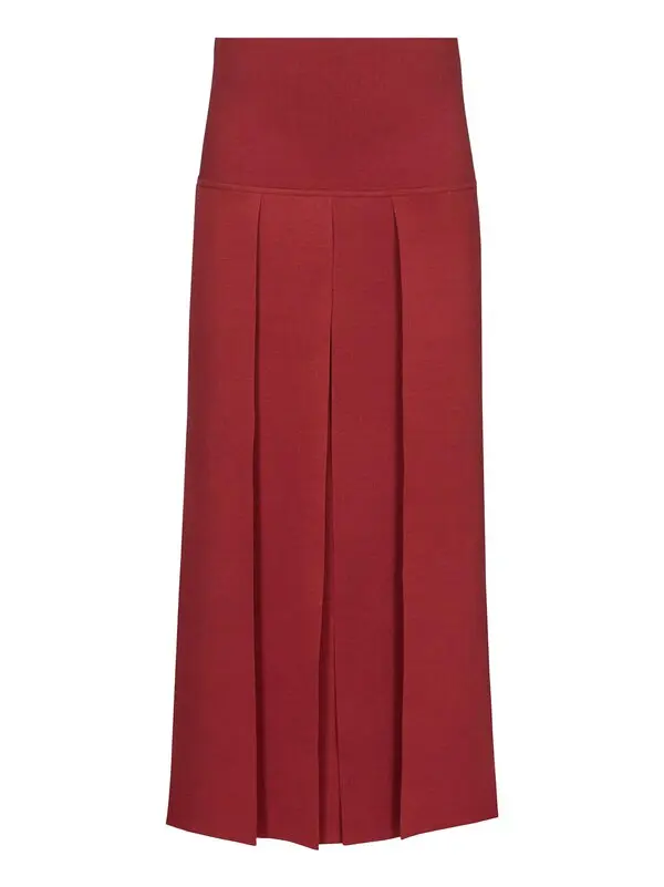 Alaïa Pleated Midi Skirt - Red