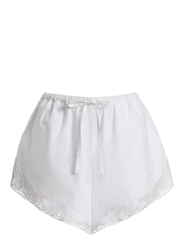 ROTATE BY BIRGER CHRISTENSEN Cotton Drawstring Shorts With Lace Cuffs - White