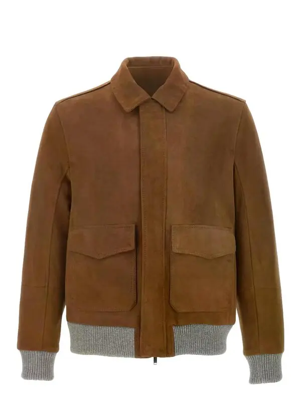 VOLFAGLI FIRENZE David Buccio Suede Bomber Jacket - Brown