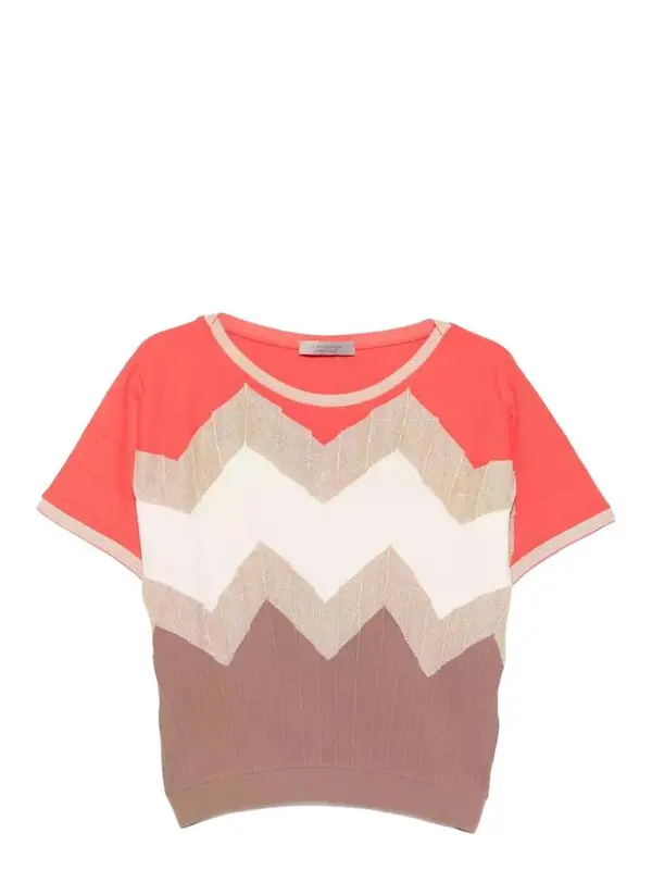 D.exterior Chevron Ribbed T-shirt - Neutrals