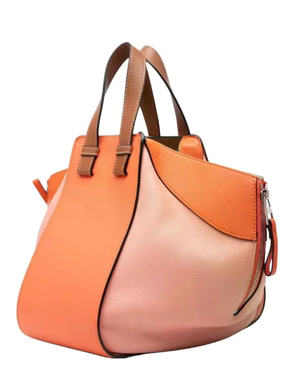 Loewe Hammock Satchel In Tricolor Grained Calfskin - Orange