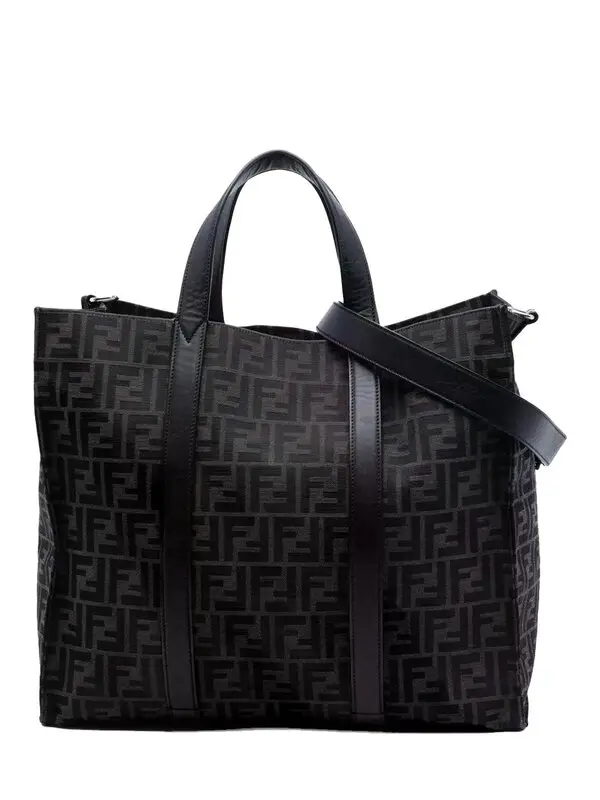 Fendi Zucca Jacquard Shopper Tote Satchel - Black