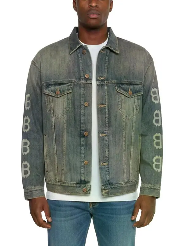 Balenciaga Crypto Print Denim Jacket - Blue