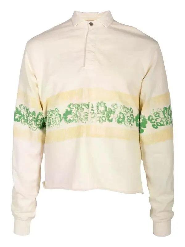 MONOSTEREO Hibiscus-print Polo Shirt - Neutrals