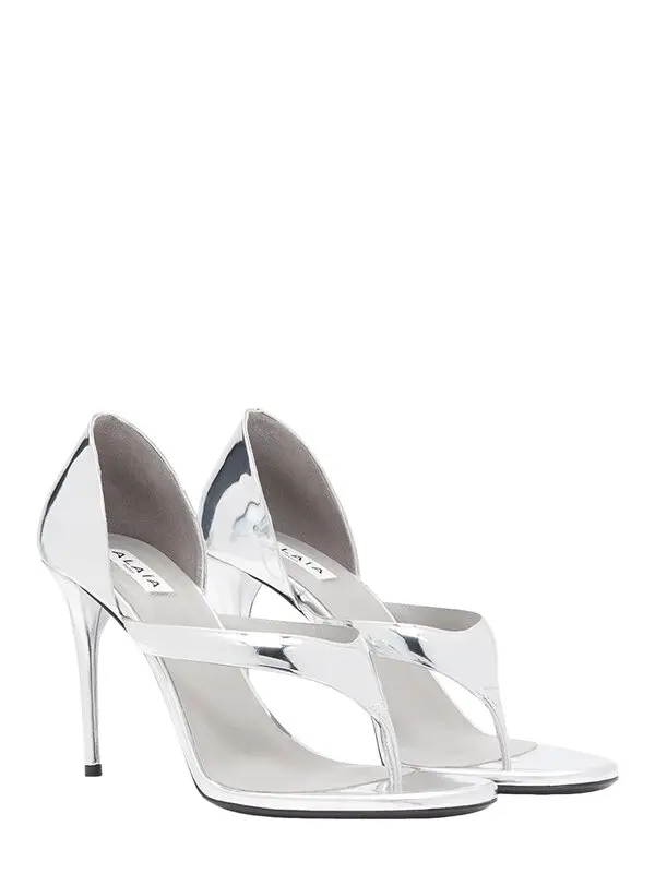 Alaïa Leather Slingback Thong Sandals - Metallic