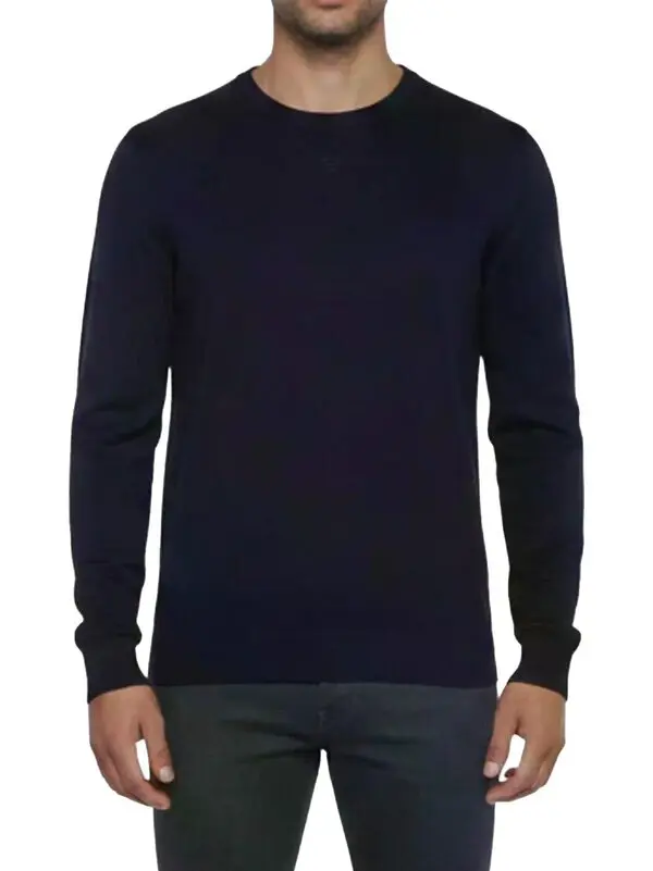 Emporio Armani Fine Knit Crew Neck Long Sleeve Sweater - Blue