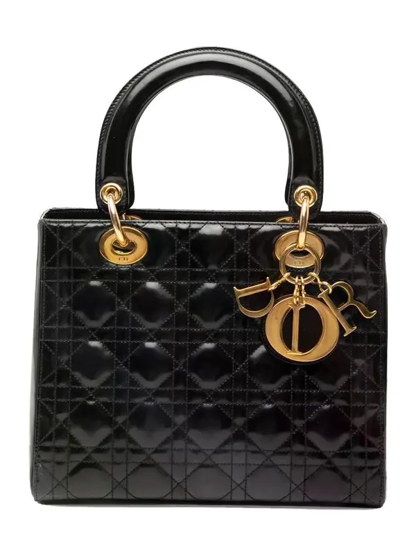Dior Patent Cannage Lady Satchel - Black