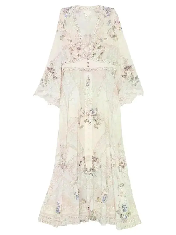 Camilla Embellished Floral Print Maxi Dress - Neutrals