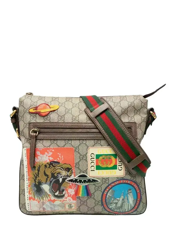 Gucci Gg Supreme Web Courier Crossbody Bag - Neutrals