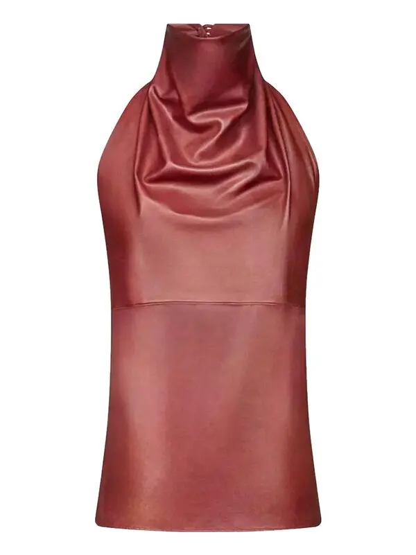 TWP Draped Leather Top - Red