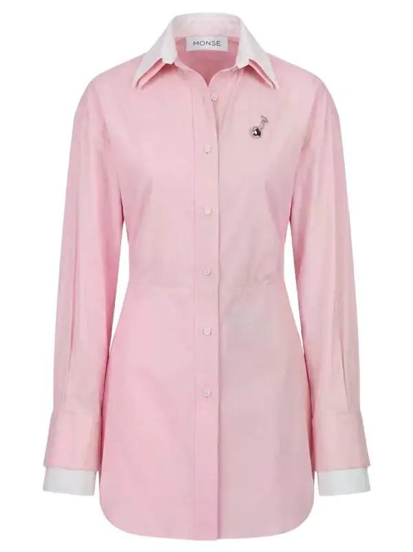 Monse Back Bunny Ear-tied Shirt Dress - Pink