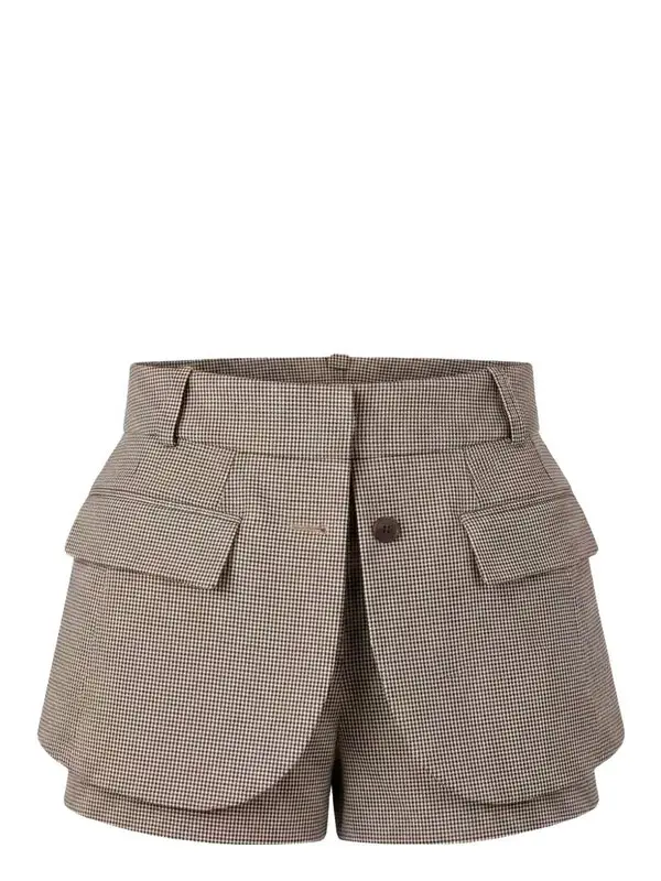 Monse Checked Mini Shorts - Brown