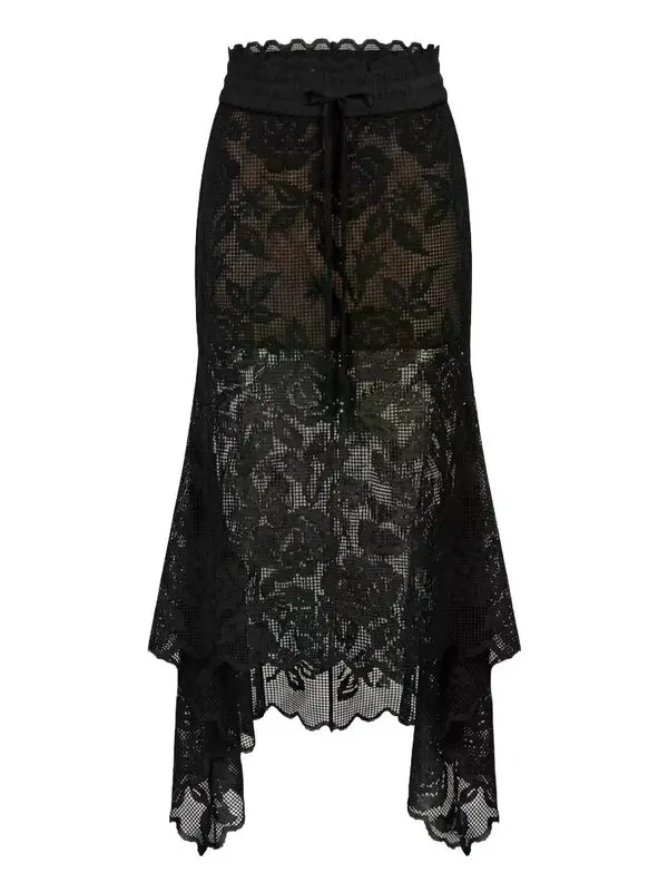 Monse Lace Drawstring Midi Skirt - Black