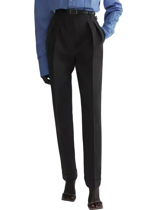 MUGLER Wool Twill Carrot Pants - Grey