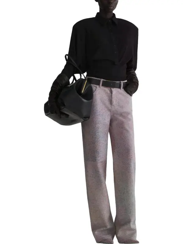 MUGLER Batwing Sleeve Polo Bodysuit - Pink