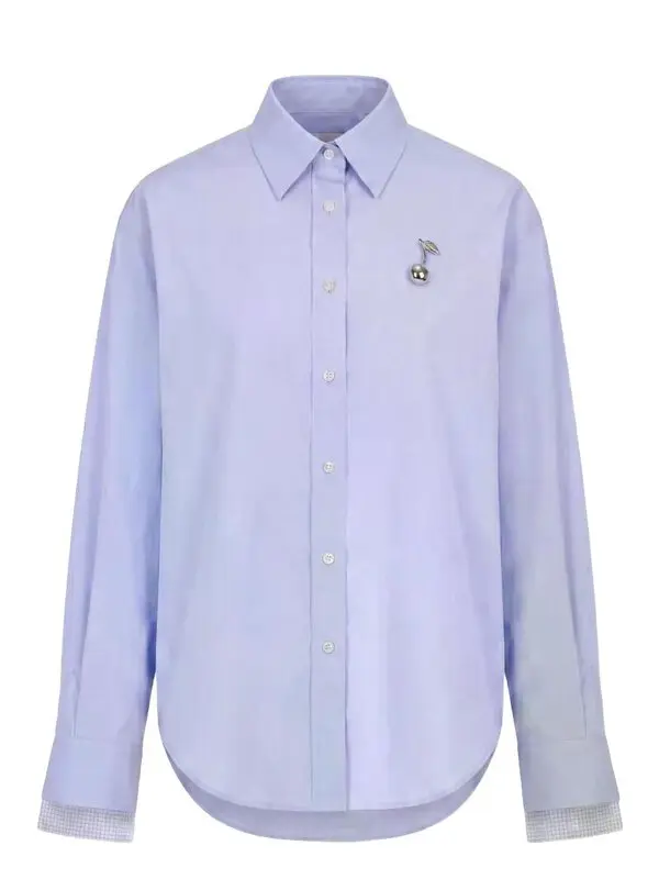 Monse Cherry-embellished Checked Cuff Shirt - Blue