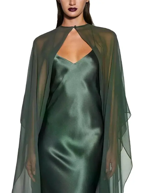 THE SEI Bias-cut Cape-detail Maxi Dress - Green