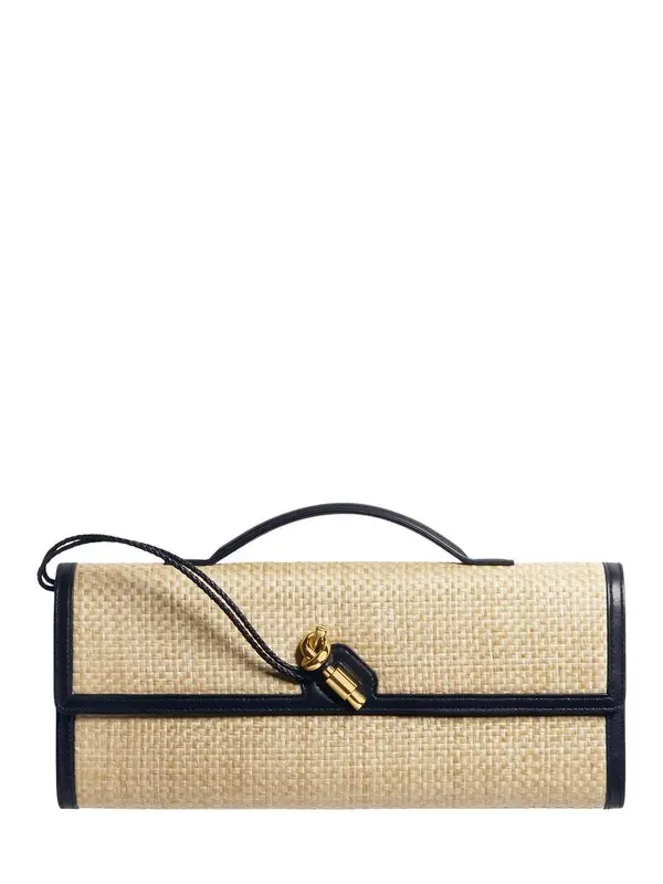 Bottega Veneta Andiamo Raffia Clutch - Neutral