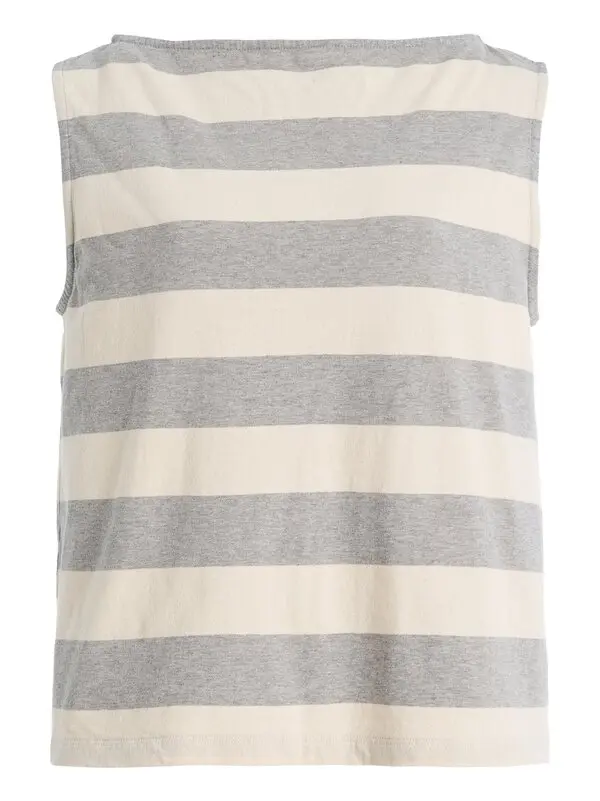 Donni. Jersey Striped Cotton Tank Top - Grey