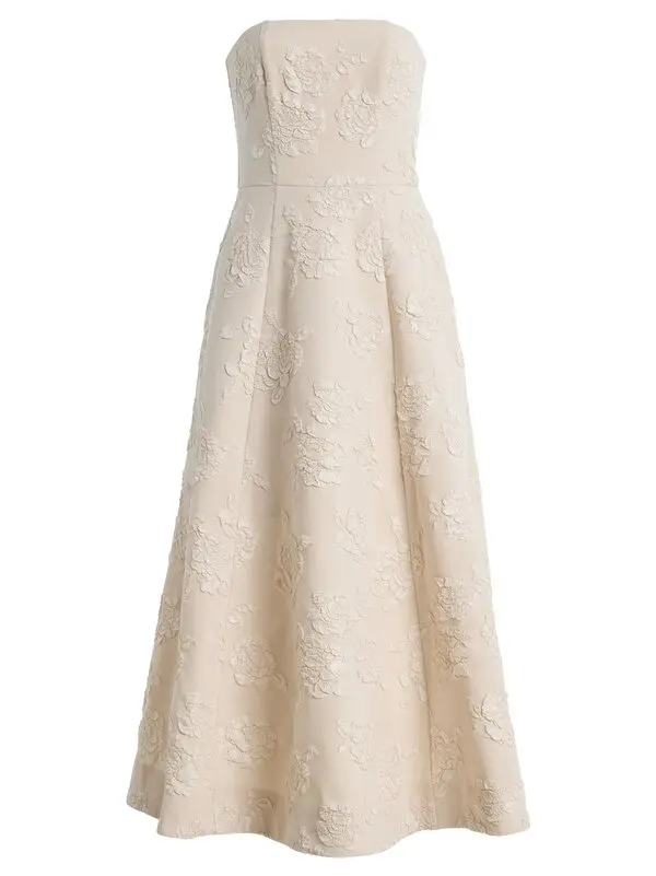 ROTATE BY BIRGER CHRISTENSEN Jacquard Strapless A-line Dress - Ivory