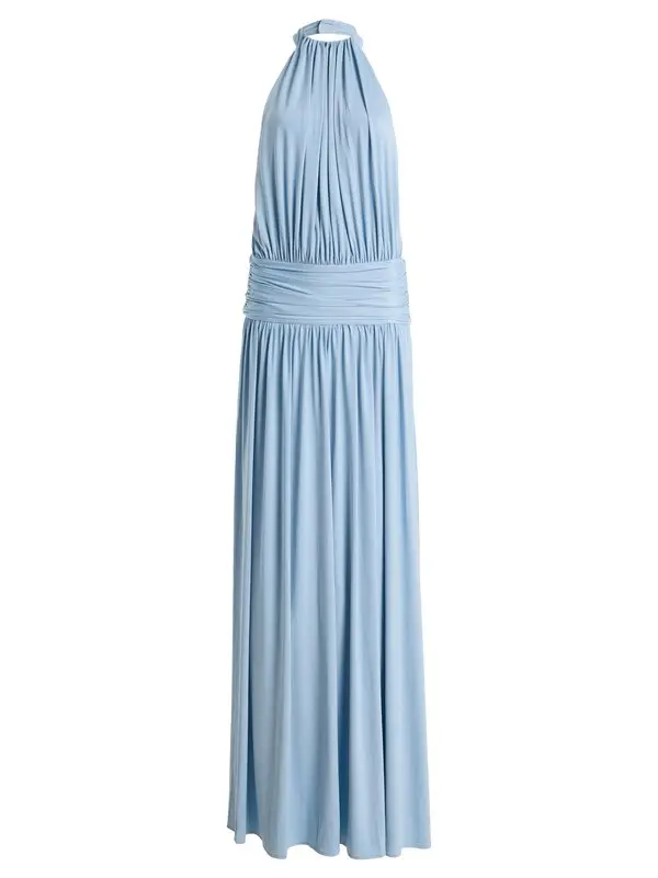 Arcina Ori Santina Draped Halterneck Maxi Dress - Blue