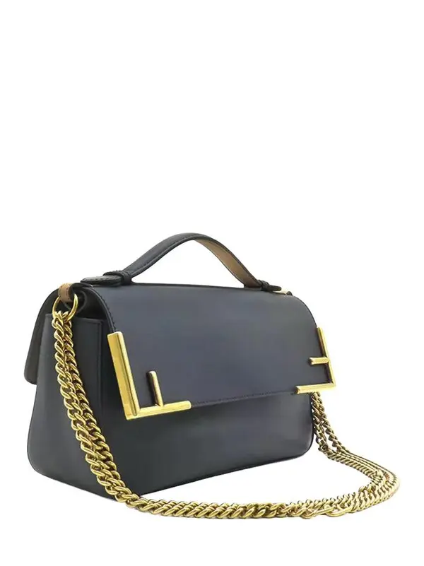 Fendi Bicolor Leather Double F Baguette Satchel - Blue