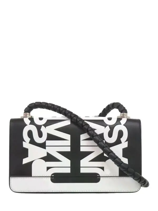 Burberry Bicolor Printed Leather Passport Crossbody Bag - Black