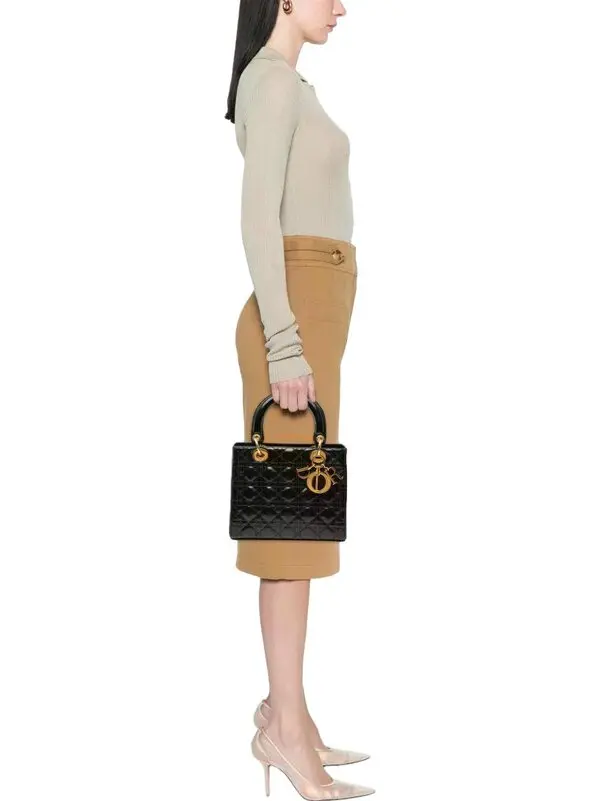 Dior Patent Cannage Lady Satchel - Black