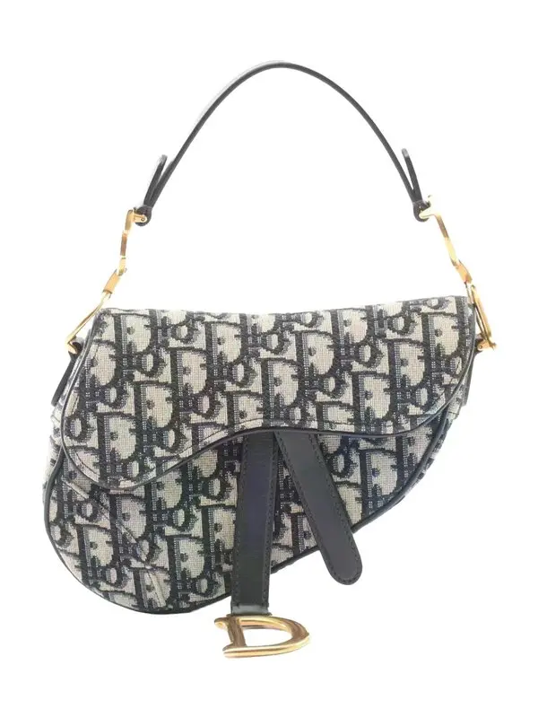 Dior Mini Oblique Canvas Saddle Bag Satchel - Blue