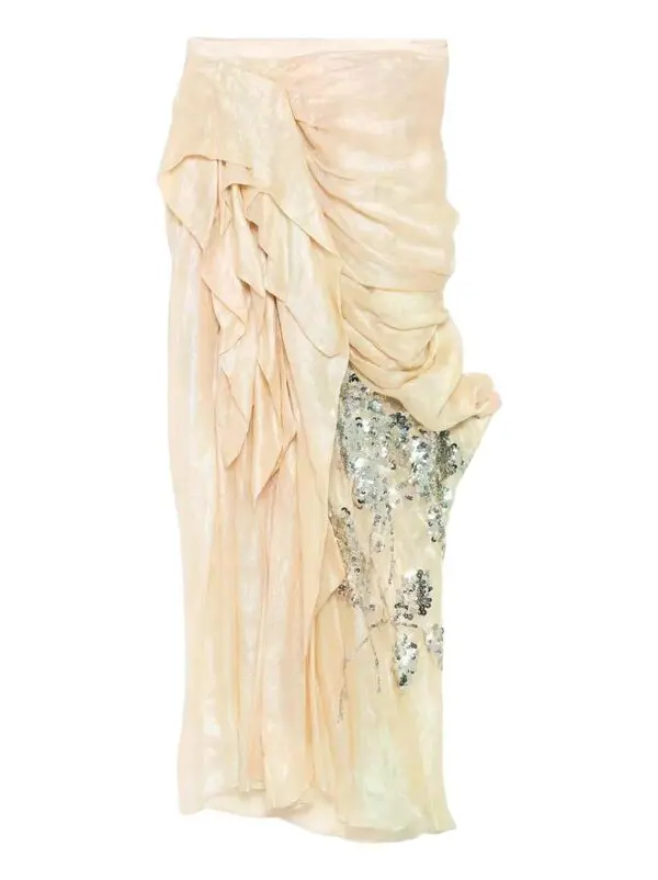 Biyan Draped Midi Skirt - Neutrals