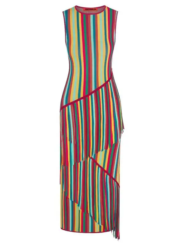 SIMONMILLER Spiral-knit Fringed Maxi Dress - Red
