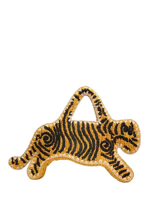 SIMONMILLER Tiger Raffia Tote Bag - Orange