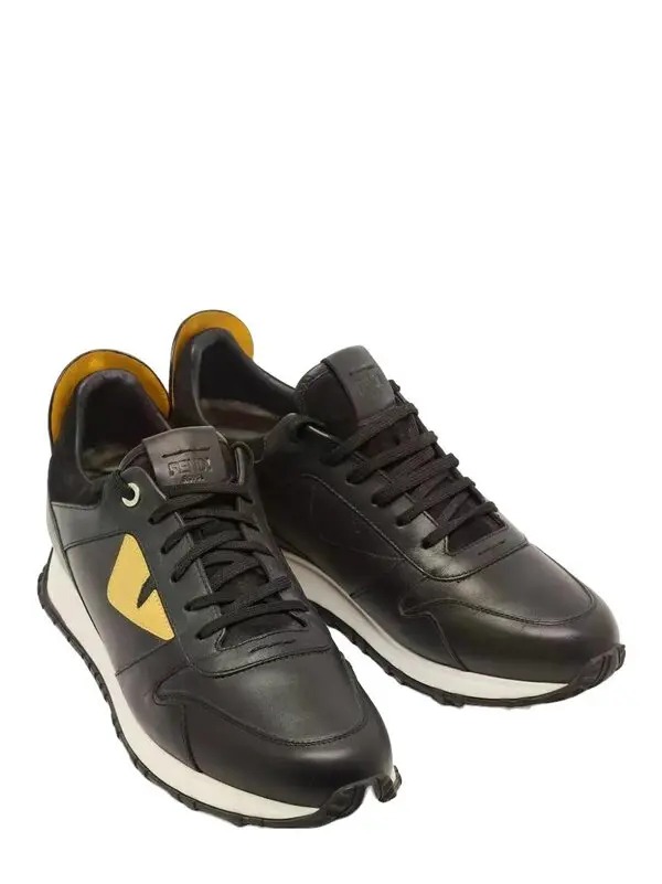 Fendi Monster Eyes Studded Leather Lace-up Sneakers - Black